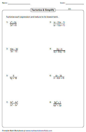 Simplifying Algebraic Expression Worksheets Simplifying Algebraic Expression Worksheets