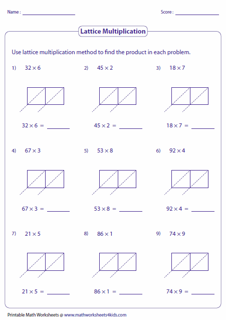 Lattice Multiplication Worksheets And Grids