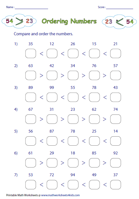 Comparing Rational Numbers Worksheets Comparing Rational Numbers Worksheets