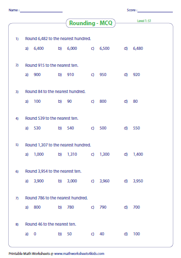 Rounding Worksheets