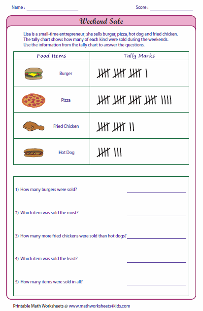 Tally Marks Worksheets