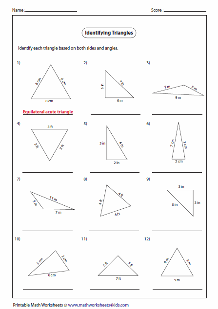 Triangles Worksheets