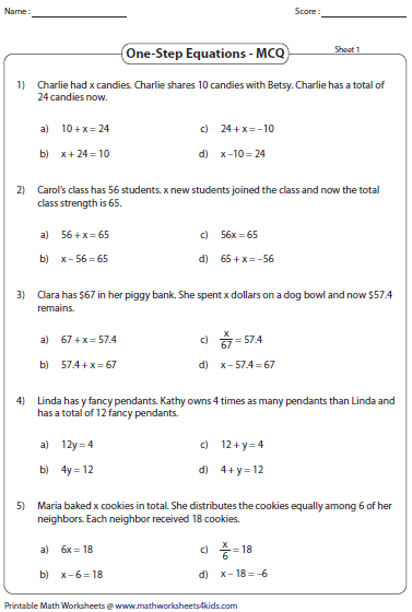 27 One Step Equation Word Problems Worksheet Worksheet Resource Plans