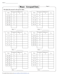 Frequency Tables Worksheets
