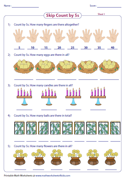 Skip Counting By 5s Worksheets