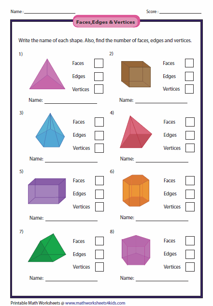 Solid 3D Shapes Worksheets
