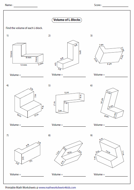 Volume Of A Rectangle Worksheets